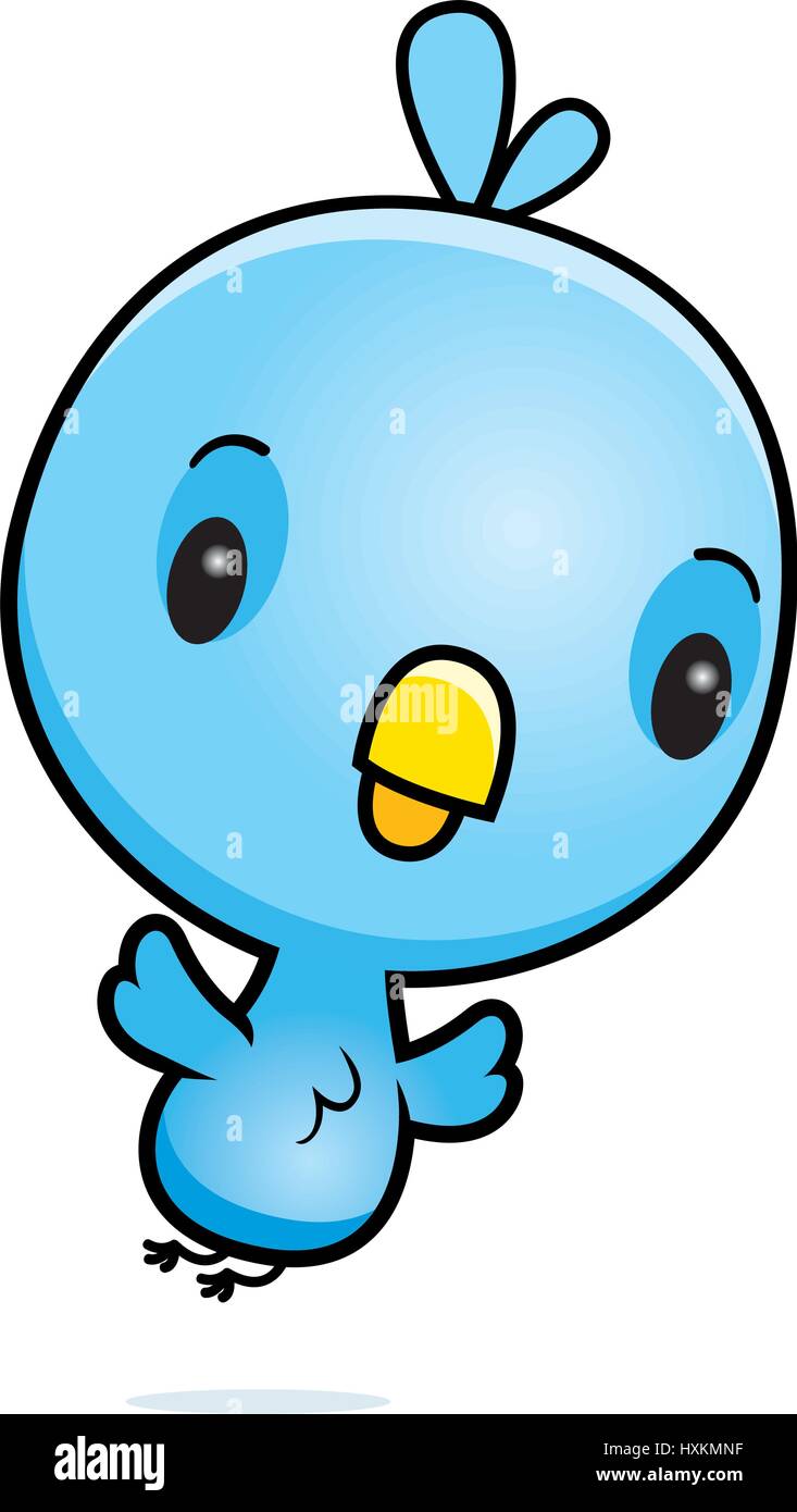 A cartoon illustration of a baby blue bird flying Stock Vector Image ...
