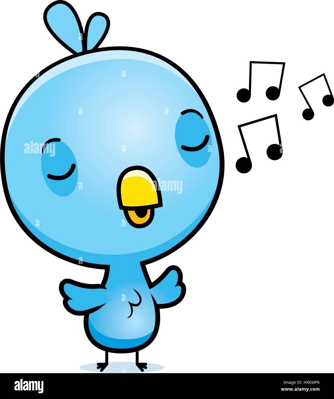 A cartoon illustration of a baby blue bird singing Stock Vector Image ...