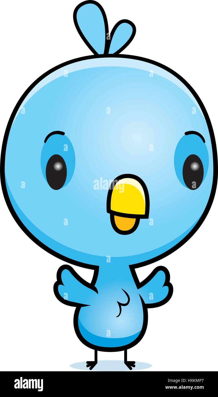 A cartoon illustration of a baby blue bird standing Stock Vector Image ...