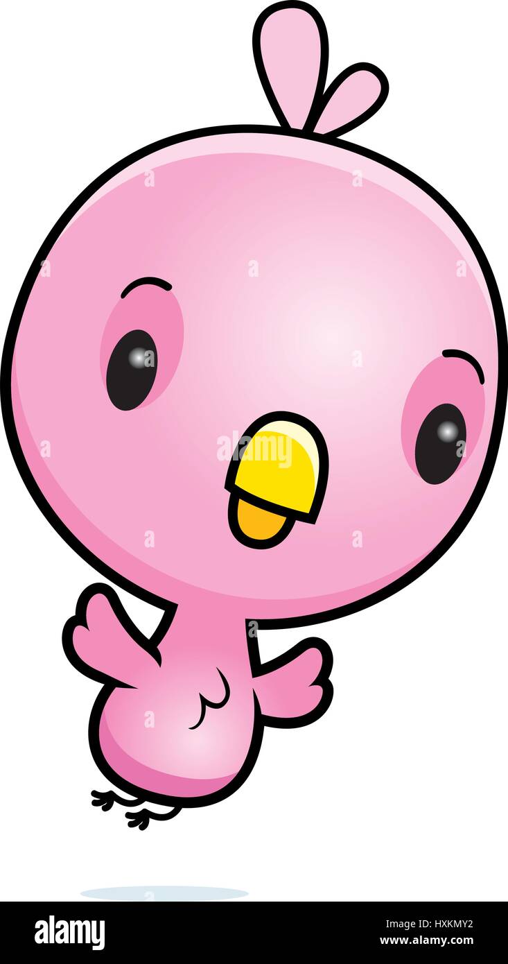 A cartoon illustration of a baby pink bird flying Stock Vector Image ...