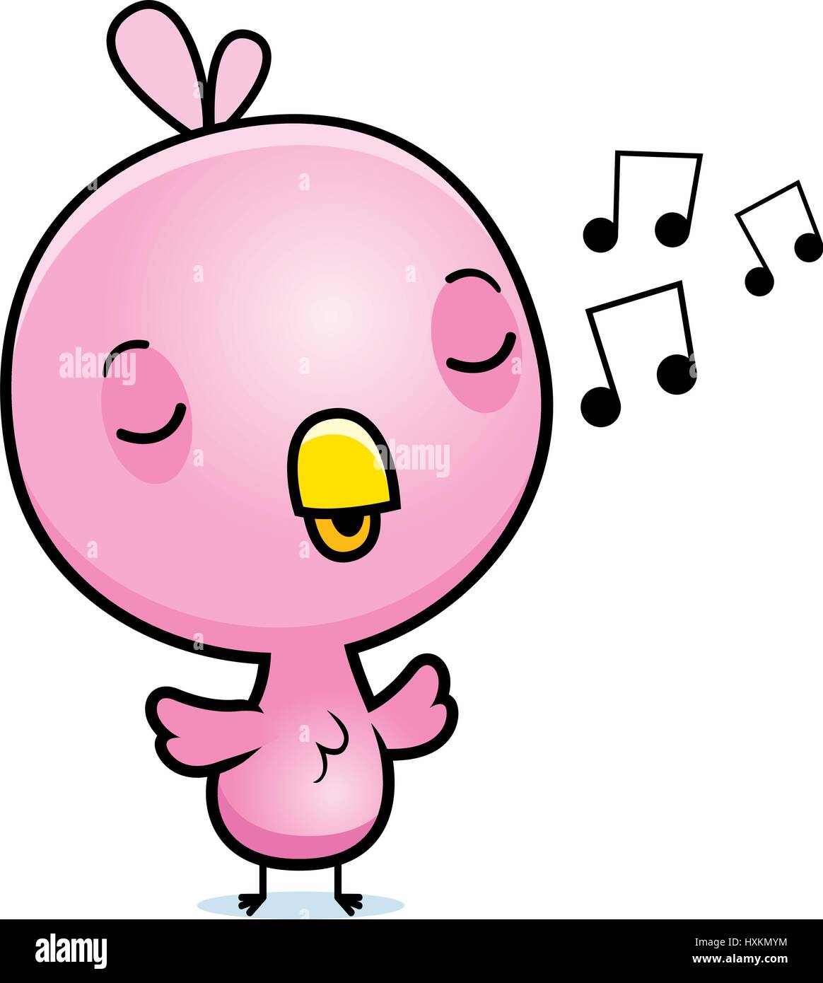 A cartoon illustration of a baby pink bird singing Stock Vector Image ...