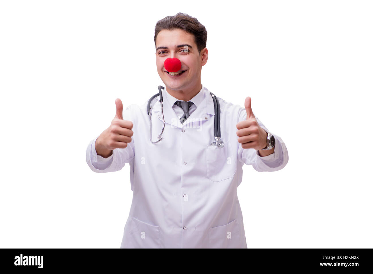 Funny clown doctor isolated on the white background Stock Photo - Alamy