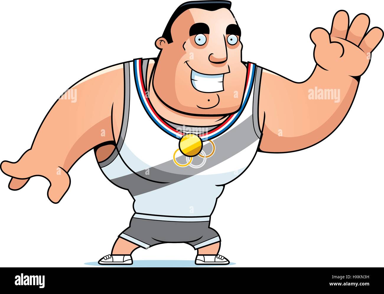 A cartoon Olympic athlete waving with a gold medal Stock Vector Image ...