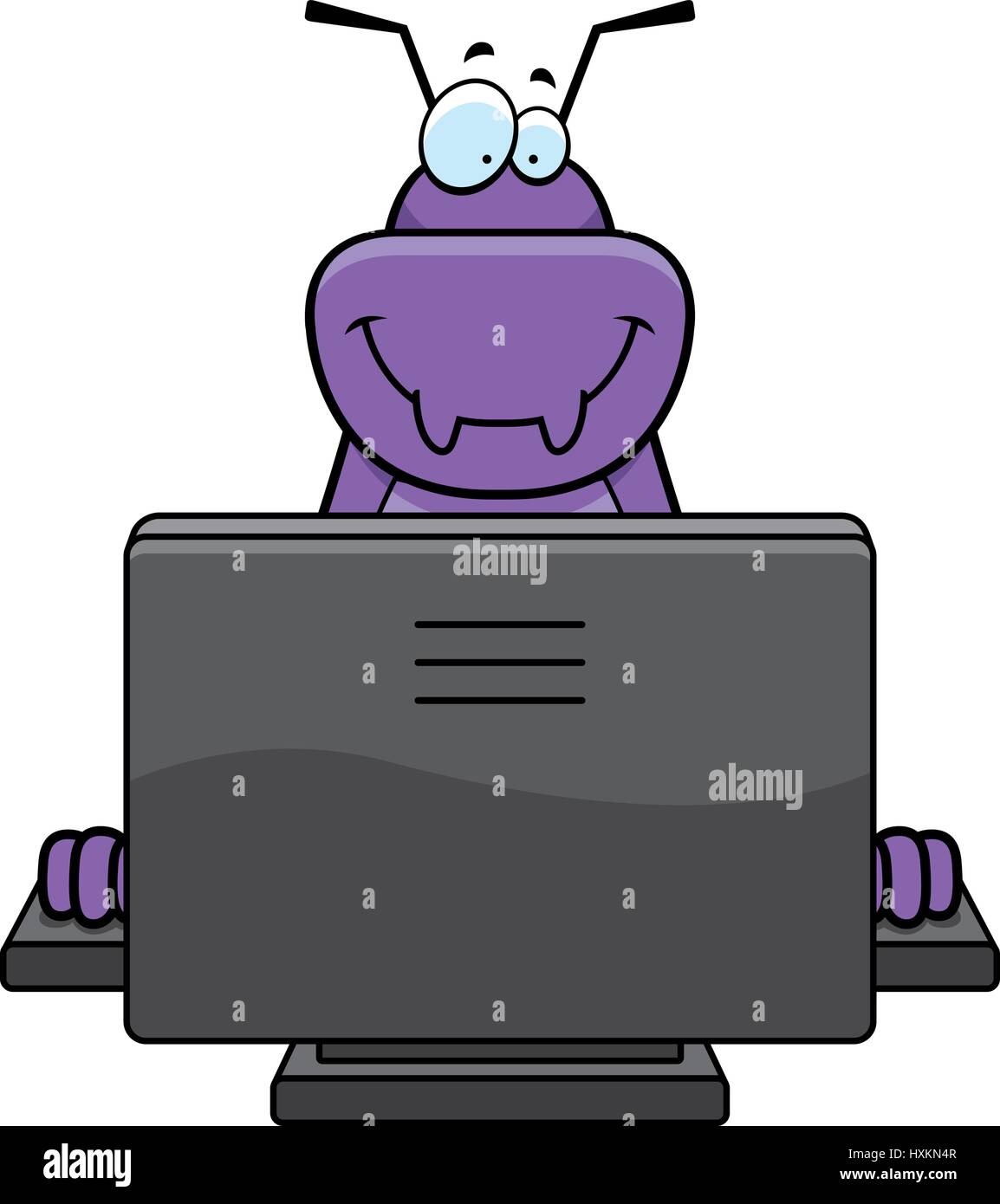 A cartoon illustration of a bug using a computer Stock Vector Image ...