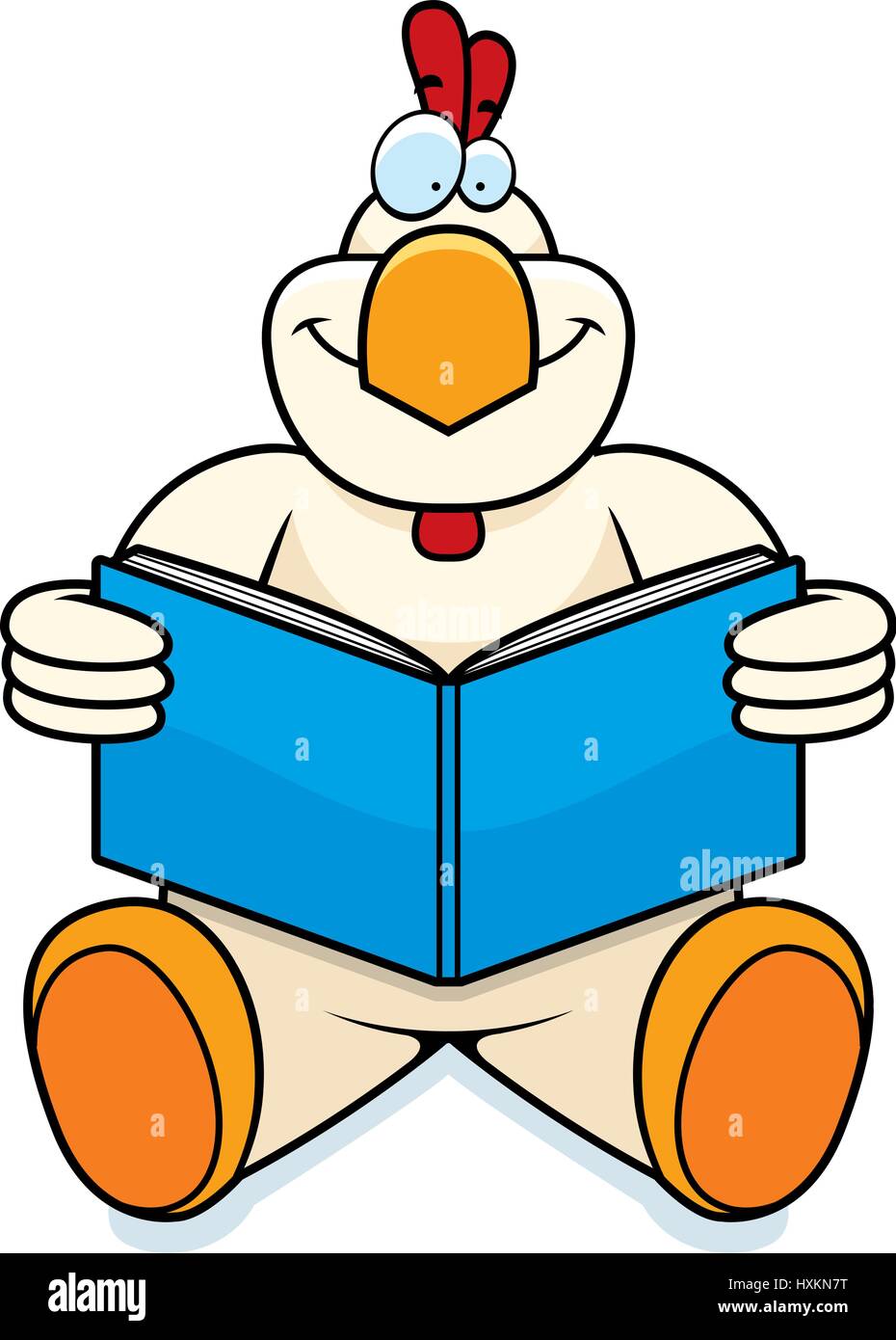 A cartoon illustration of a chicken reading a book Stock Vector Image ...