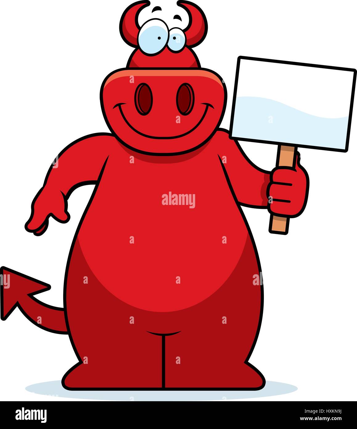 A cartoon illustration of a devil holding a sign Stock Vector Image ...