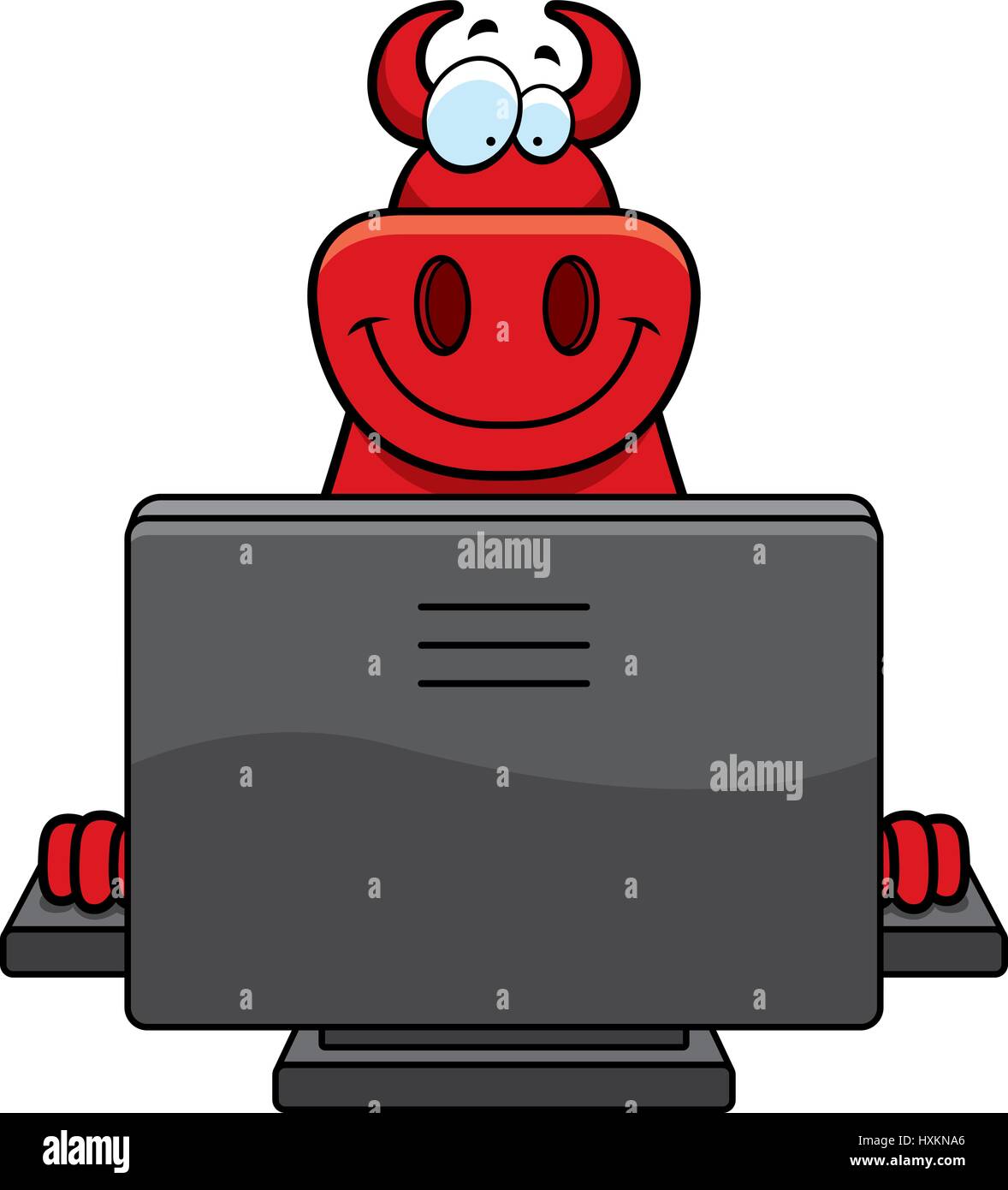 A cartoon illustration of a devil using a computer Stock Vector Image ...