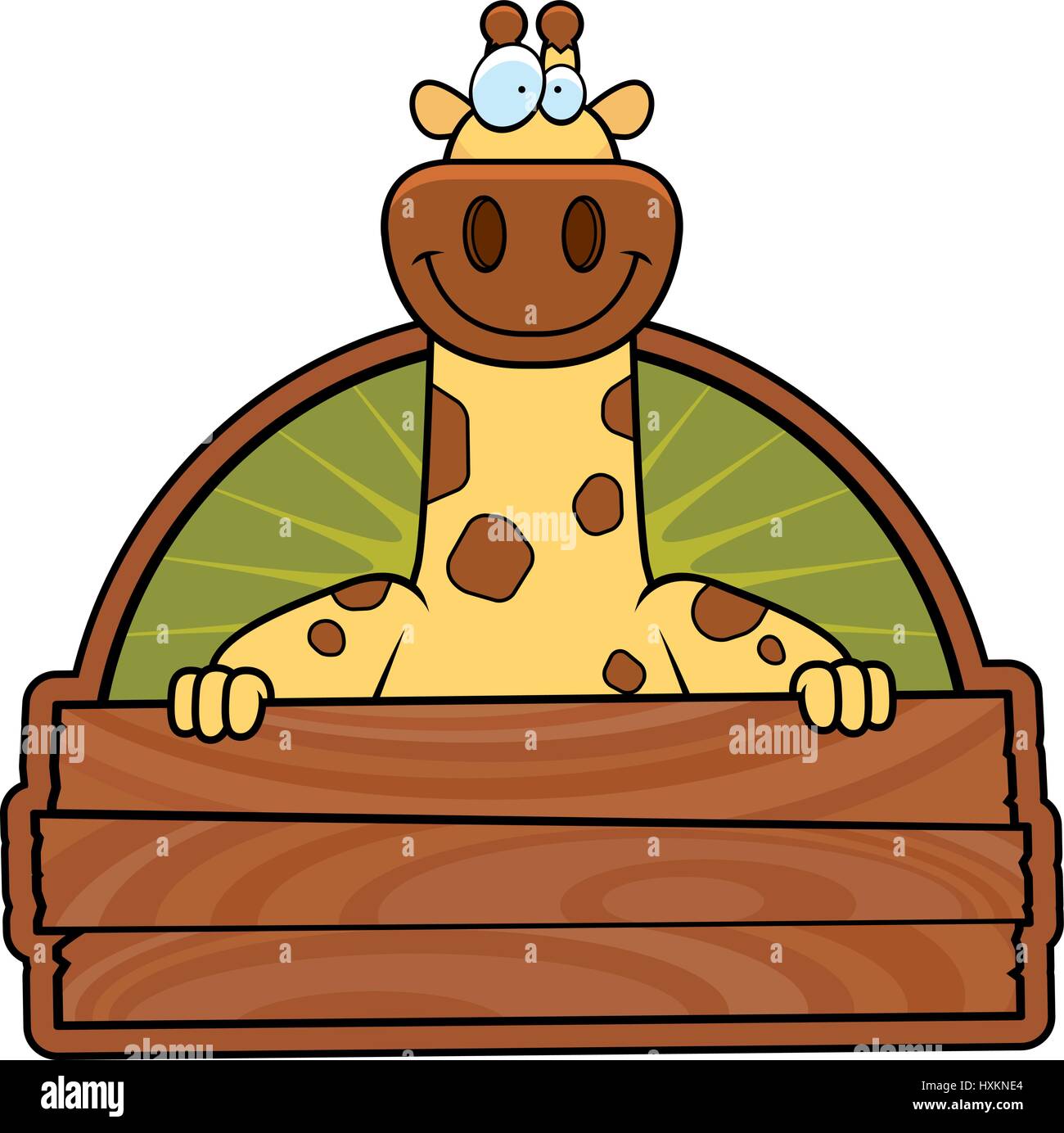 A cartoon illustration of a giraffe with a wooden a sign Stock Vector ...