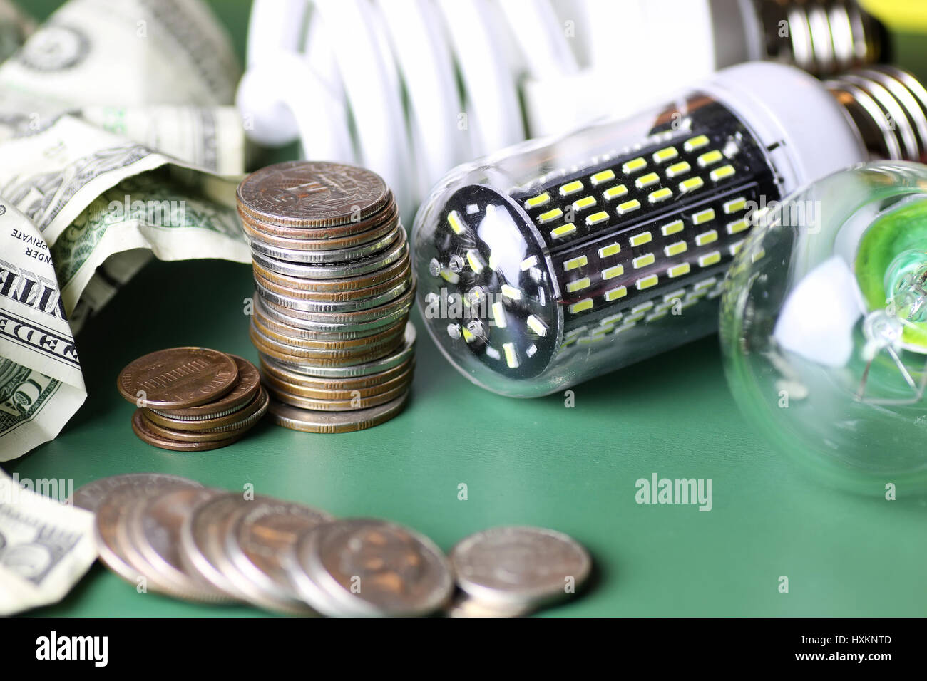 different lamps and money Stock Photo - Alamy