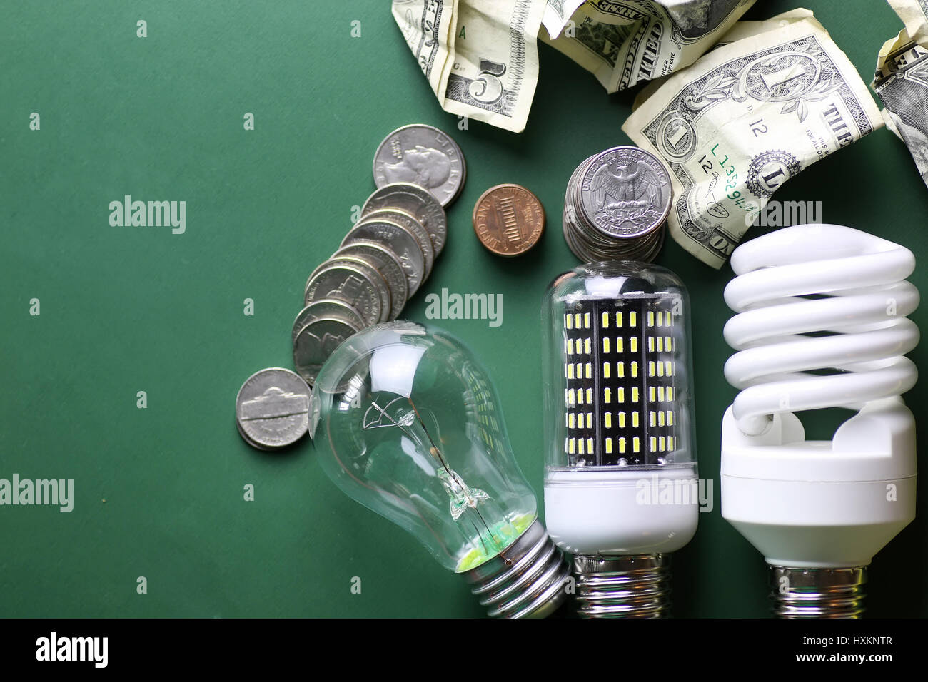different lamps and money Stock Photo - Alamy