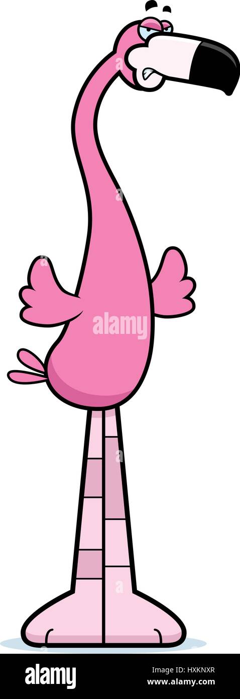 A cartoon illustration of a flamingo with an angry expression Stock ...