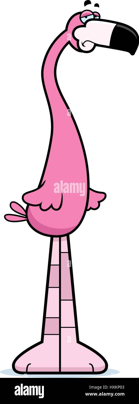 A cartoon illustration of a flamingo with a sad expression Stock Vector ...
