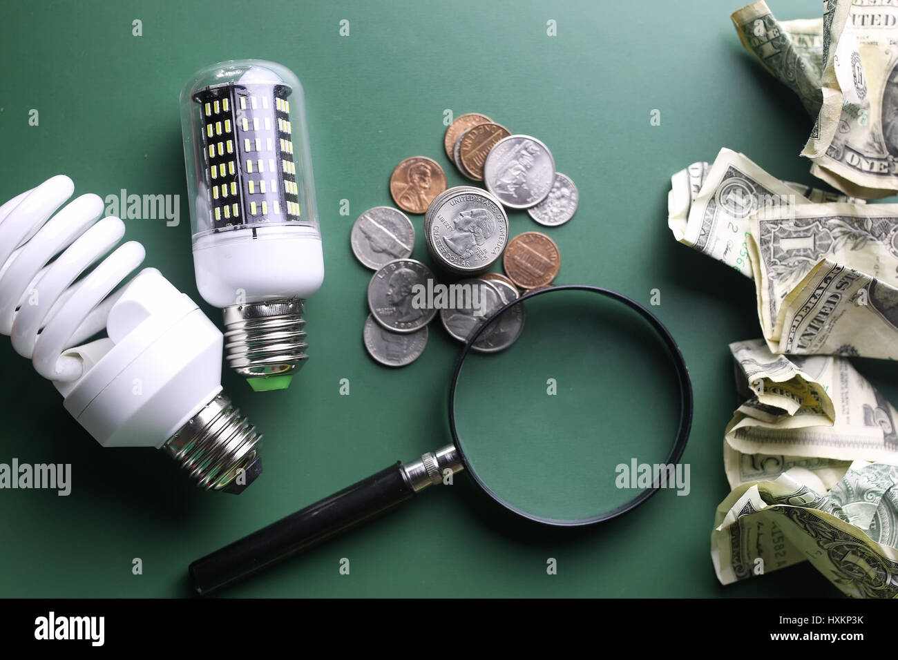 different lamps and money Stock Photo - Alamy