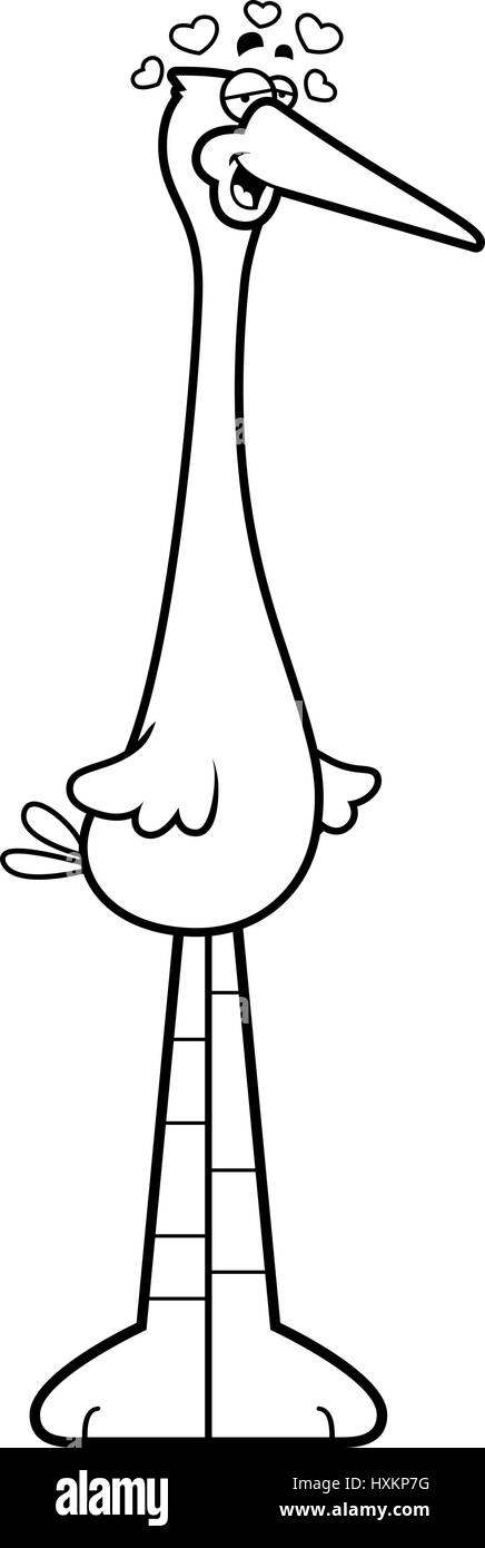A cartoon line art illustration of a stork in love Stock Vector Image ...