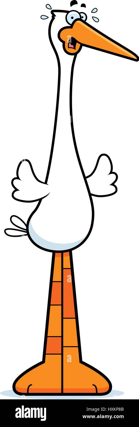 A cartoon illustration of a stork with a scared expression Stock Vector ...