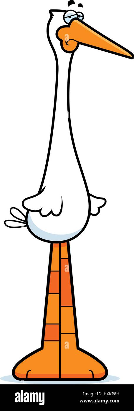 A cartoon illustration of a stork with a sad expression Stock Vector ...