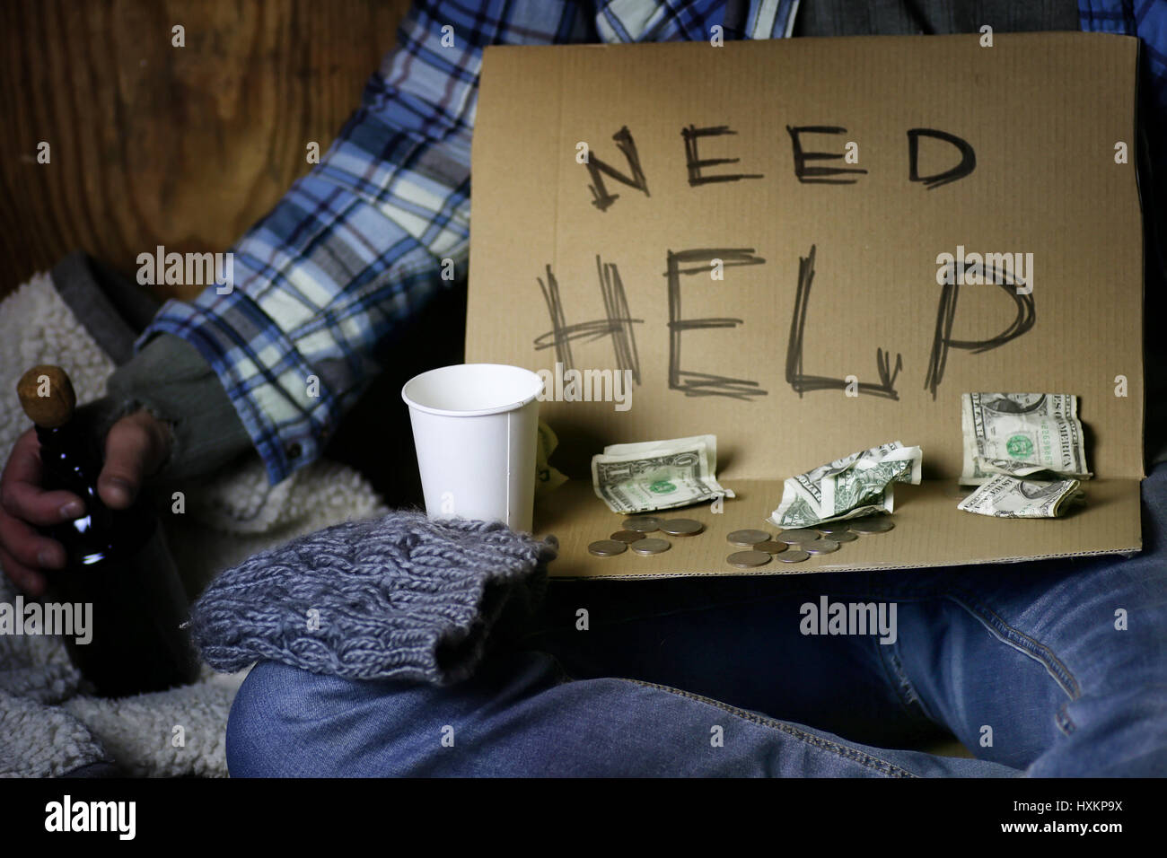 homeless man ask help Stock Photo - Alamy