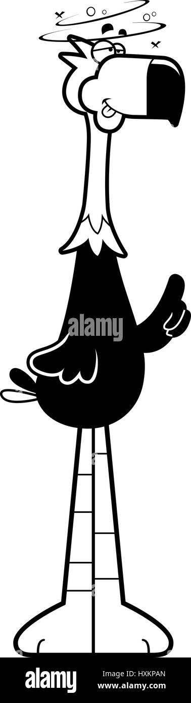 A cartoon line art illustration of a terror bird looking drunk Stock ...