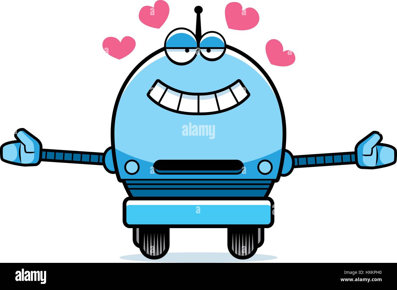 A cartoon illustration of a male blue robot ready to give a hug Stock ...