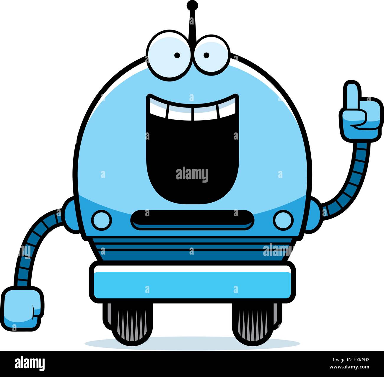A cartoon illustration of a male blue robot with an idea Stock Vector ...