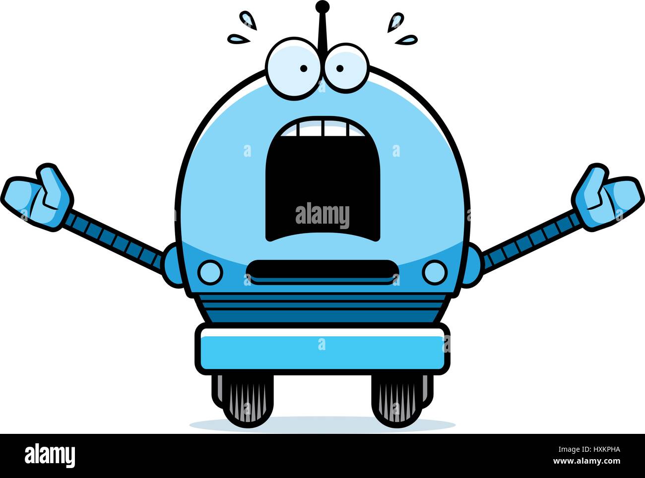 A cartoon illustration of a male blue robot looking scared Stock Vector ...