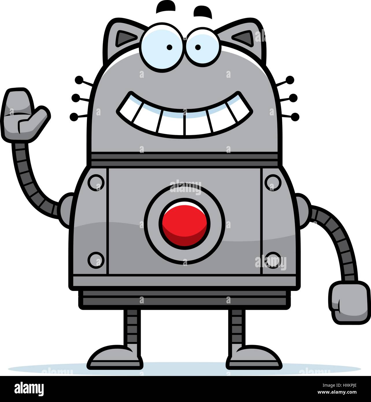 A cartoon illustration of a robot cat smiling and waving Stock Vector ...