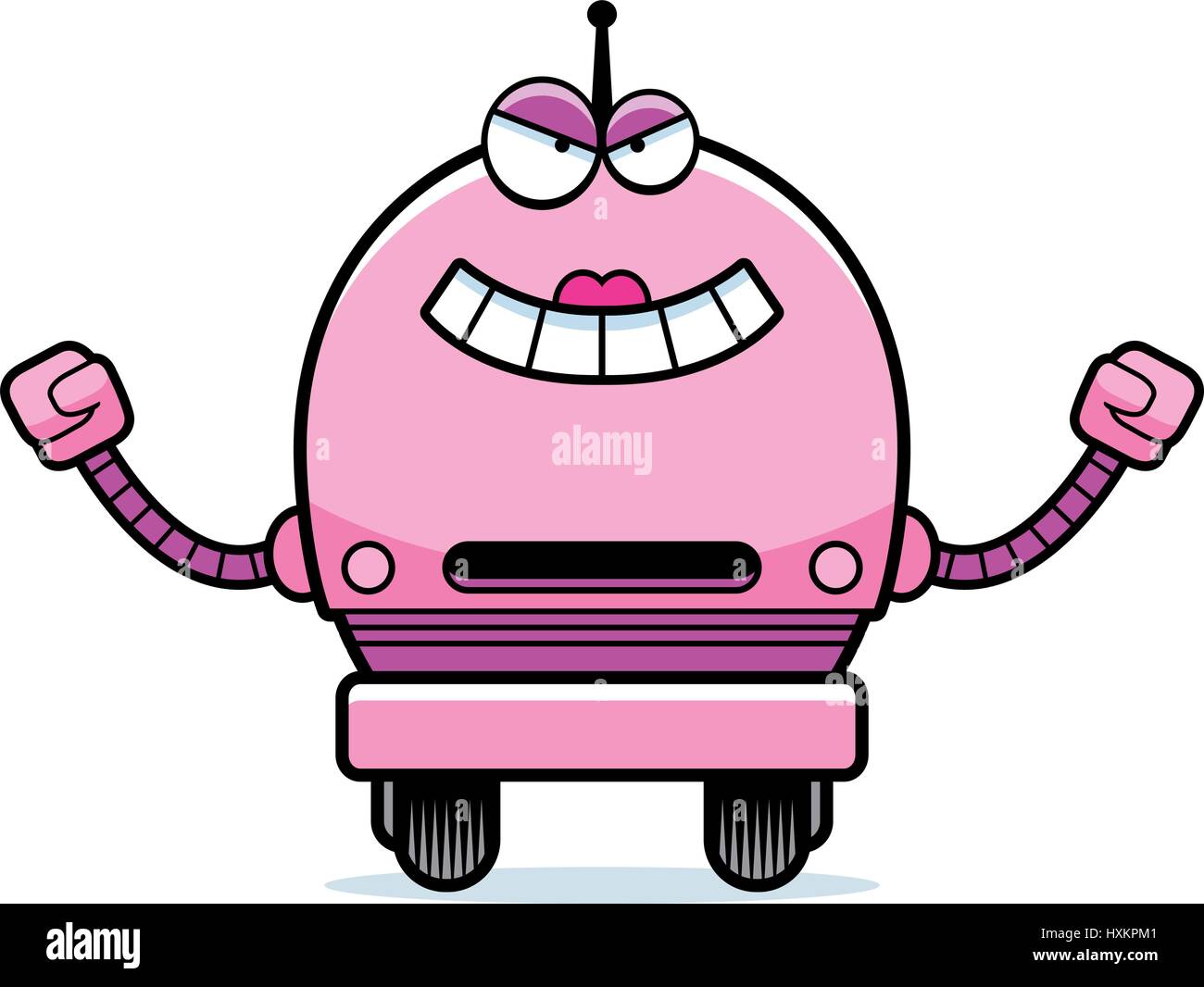 A cartoon illustration of an evil looking female pink robot Stock ...