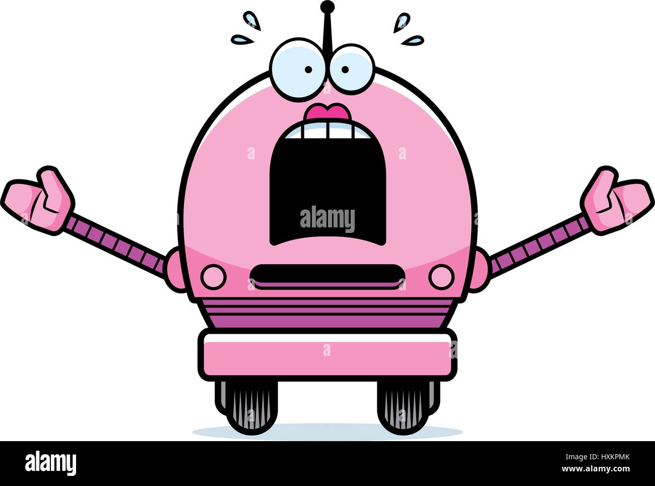 A cartoon illustration of a female pink robot looking scared Stock ...