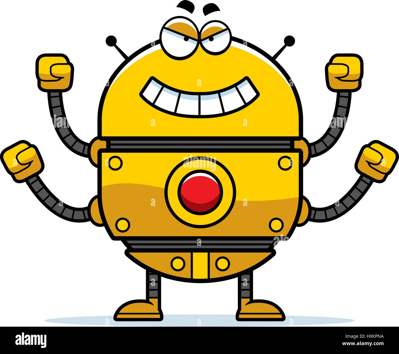 A cartoon illustration of an evil looking gold robot Stock Vector Image ...