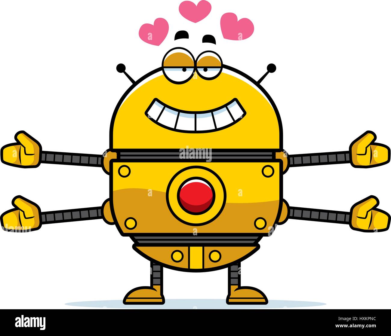 A cartoon illustration of a gold robot ready to give a hug Stock Vector ...