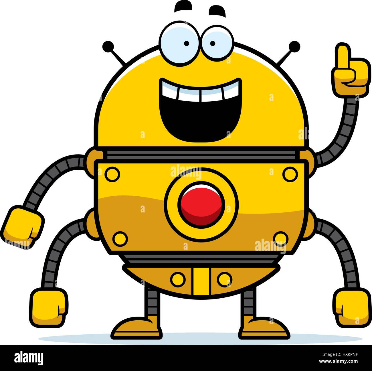 A cartoon illustration of a gold robot with an idea Stock Vector Image ...