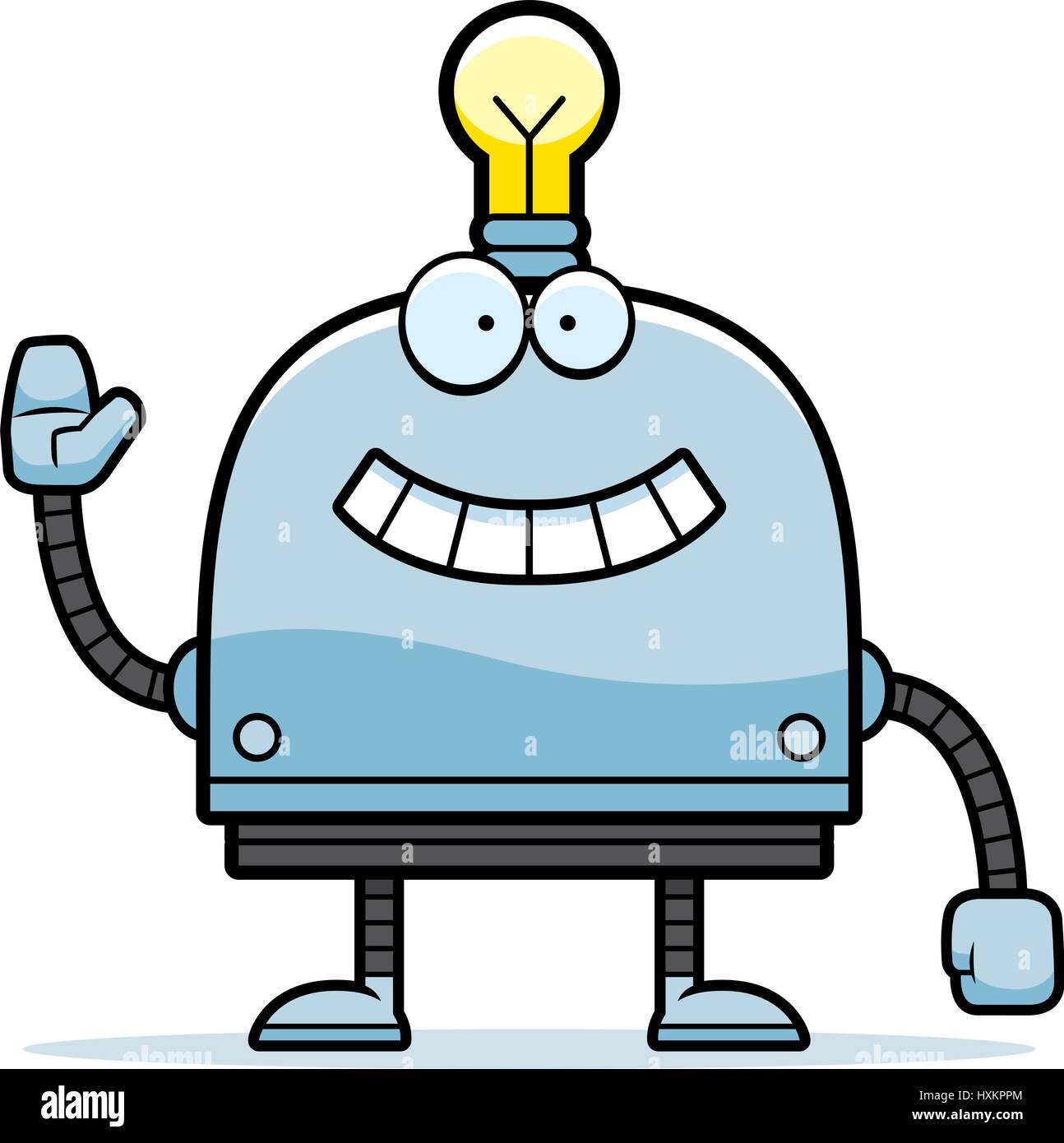 A cartoon illustration of a little robot smiling and waving Stock ...