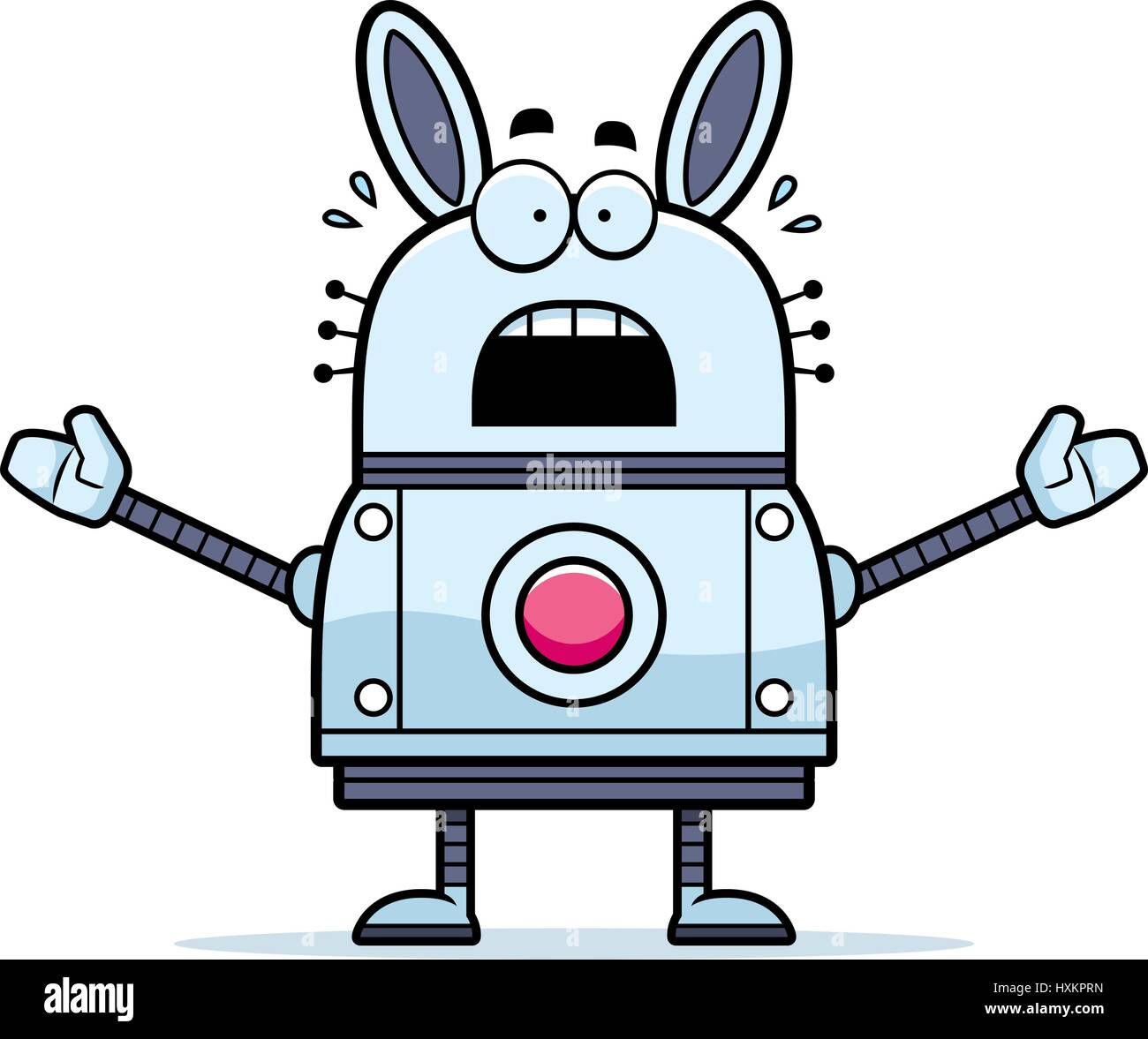 A cartoon illustration of a robot rabbit looking scared Stock Vector ...