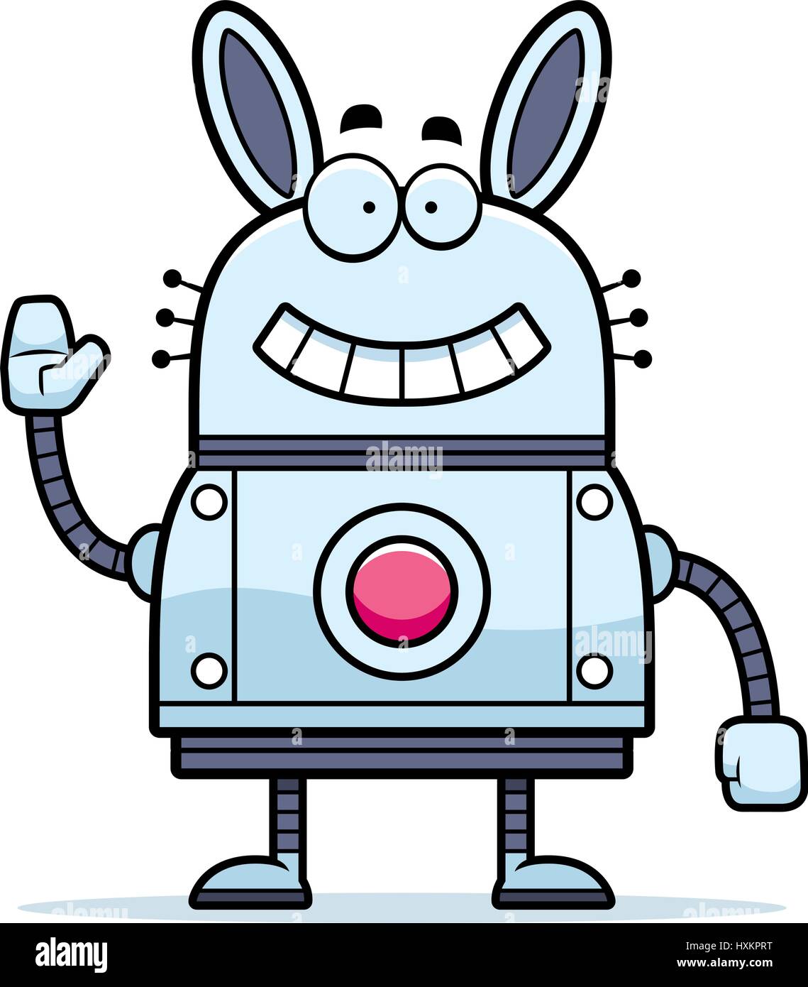 A cartoon illustration of a robot rabbit smiling and waving Stock ...