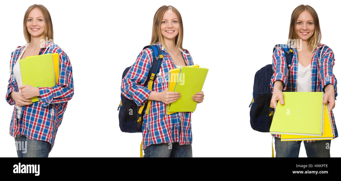 Collage of young female student on white Stock Photo - Alamy