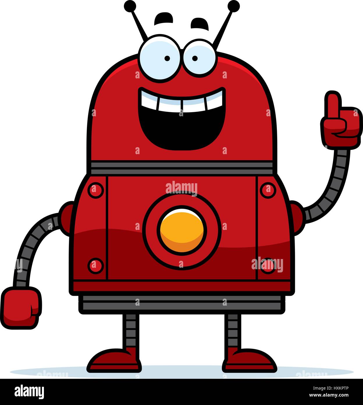 A cartoon illustration of a red robot with an idea Stock Vector Image ...