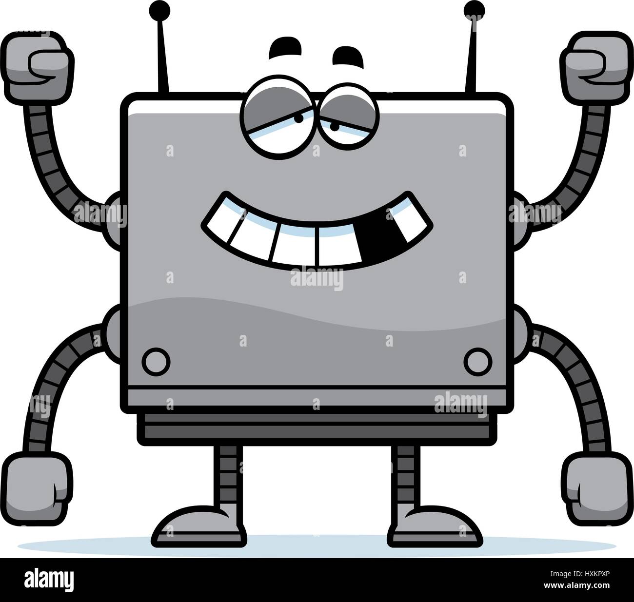 A cartoon illustration of a malfunctioning square robot Stock Vector ...