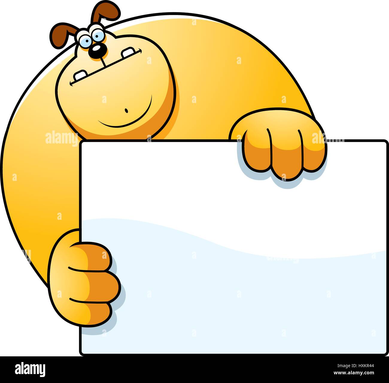 A cartoon illustration of a dog hiding behind a sign Stock Vector Image ...