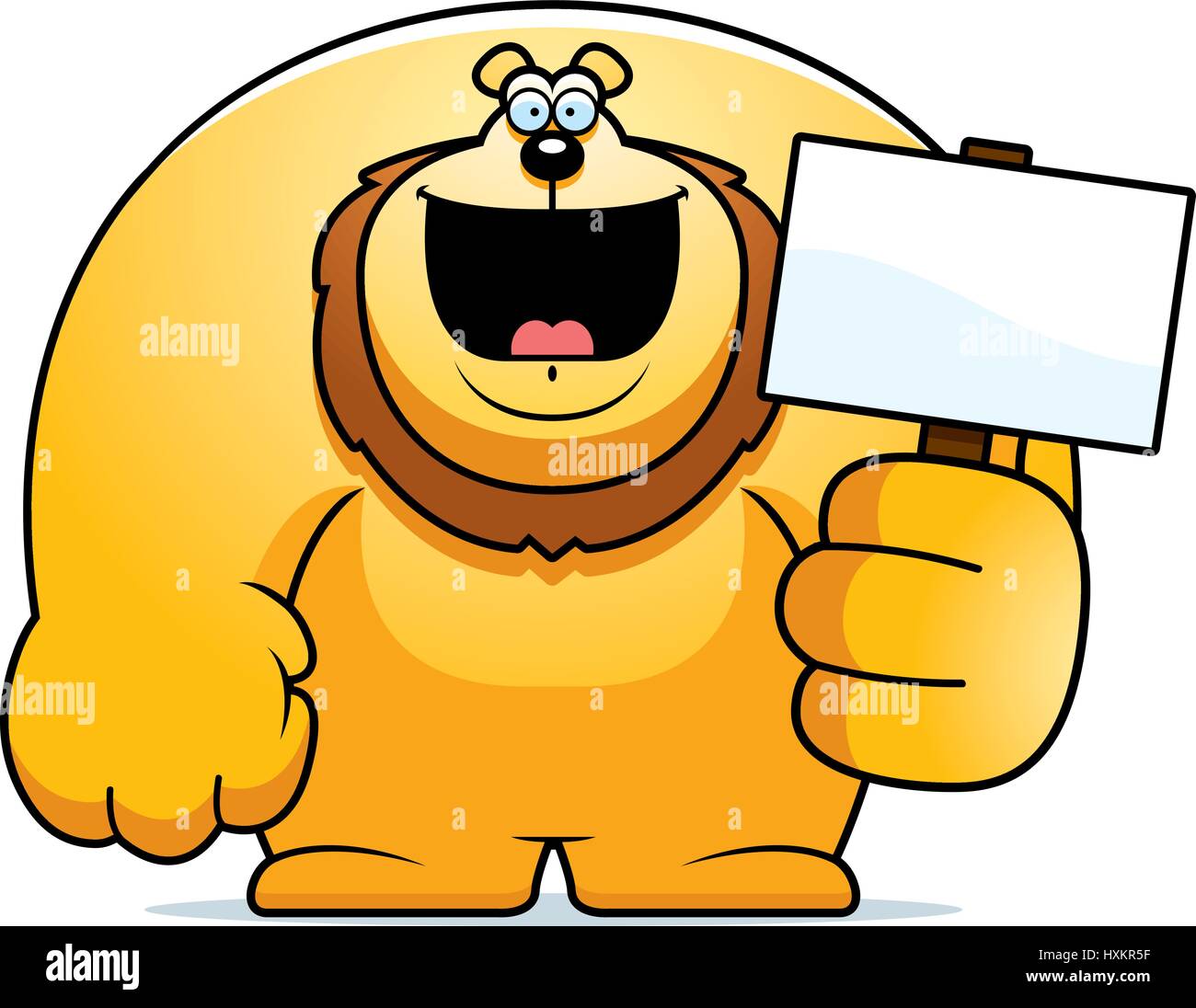 A cartoon illustration of a lion holding a sign Stock Vector Image ...