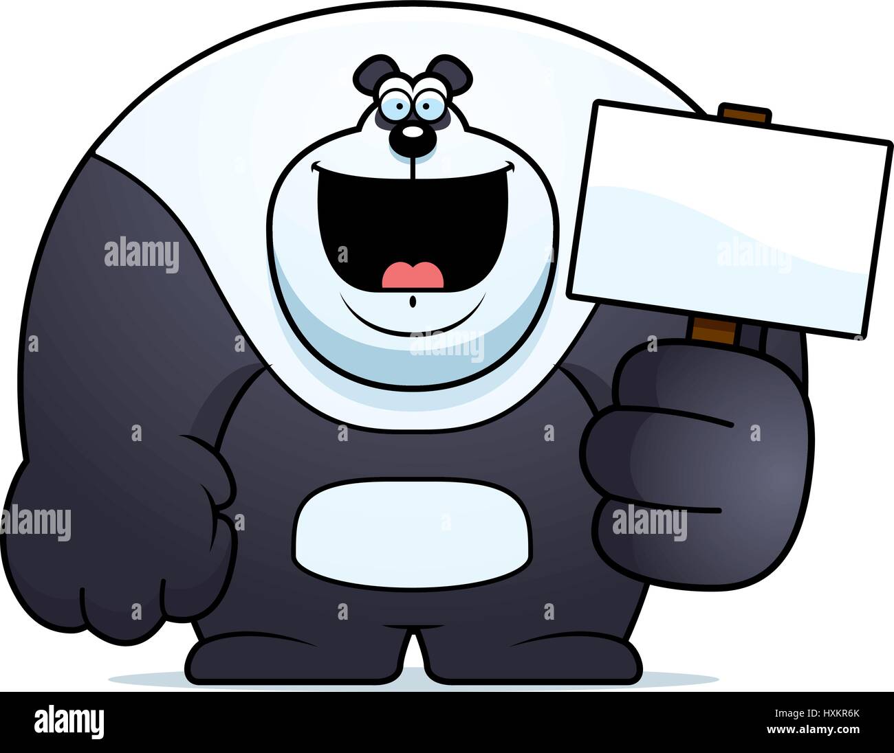 A cartoon illustration of a panda bear holding a sign Stock Vector ...
