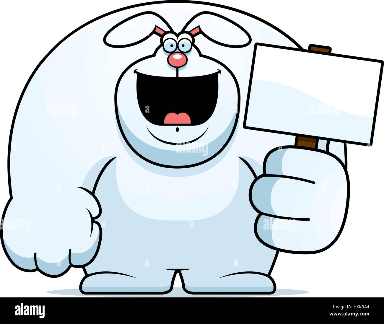 A cartoon illustration of a rabbit holding a sign Stock Vector Image ...