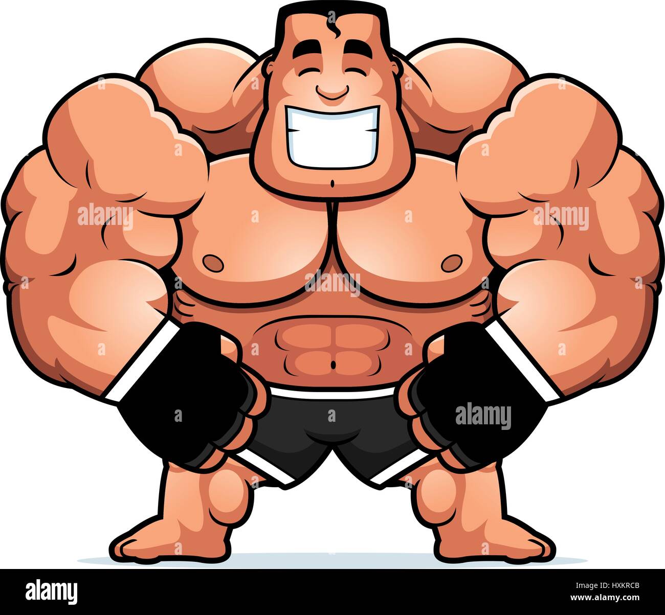 A cartoon illustration of a mma fighter flexing Stock Vector Image ...