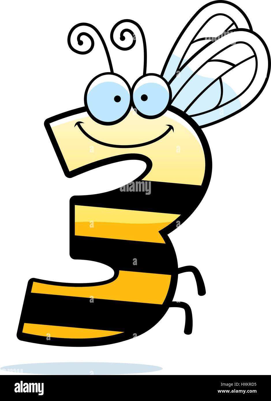 A cartoon illustration of the number three with an insect theme Stock ...