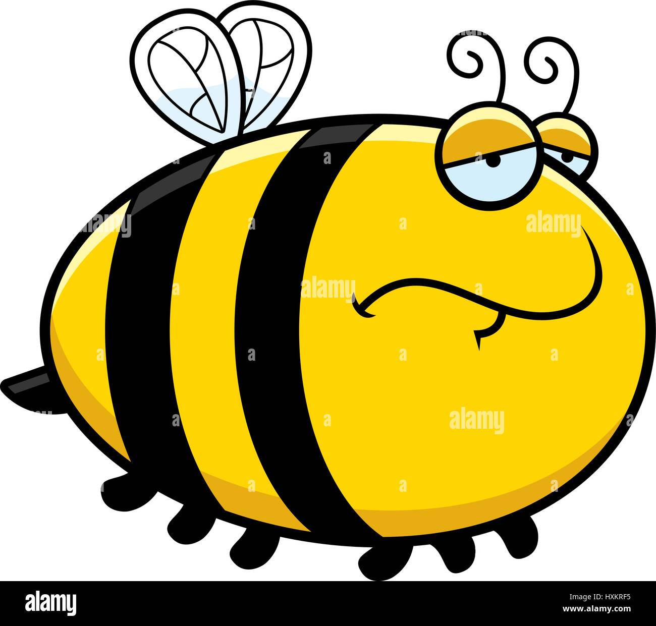 A cartoon illustration of a bee with a sad expression Stock Vector ...