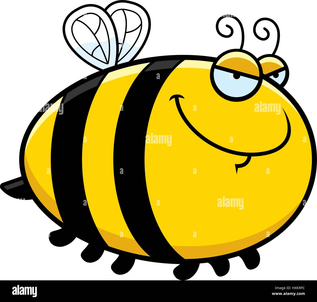 A cartoon illustration of a bee with a sly expression Stock Vector ...