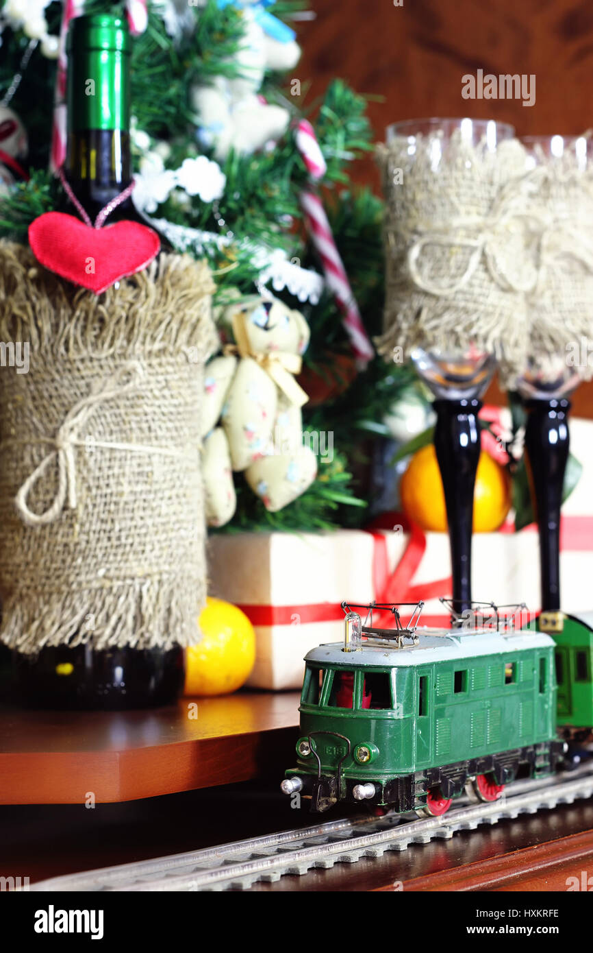 train under tree gift Stock Photo - Alamy