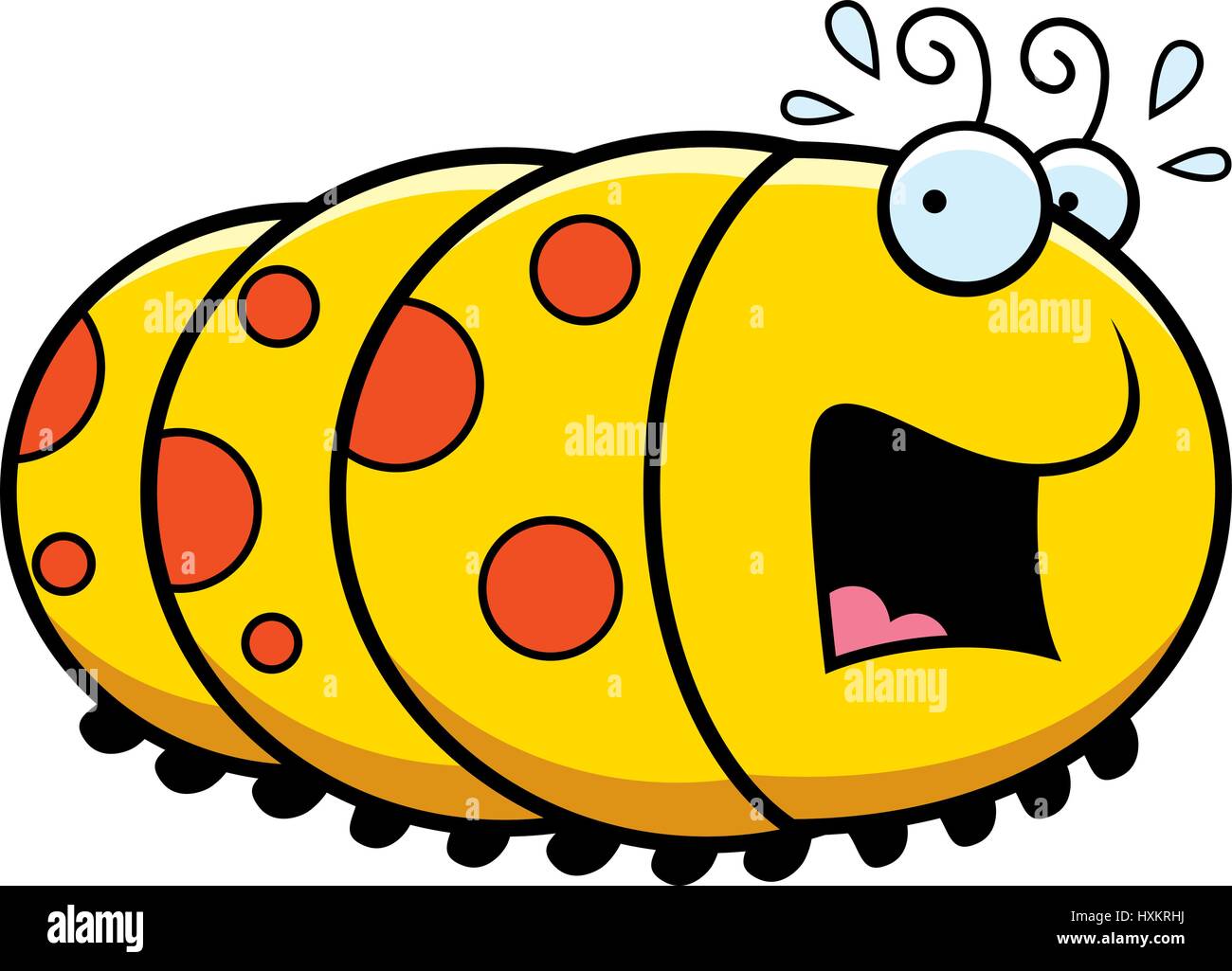 A cartoon illustration of a caterpillar looking scared Stock Vector ...