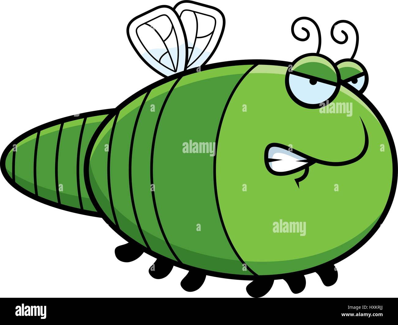 A cartoon illustration of a dragonfly with an angry expression Stock ...