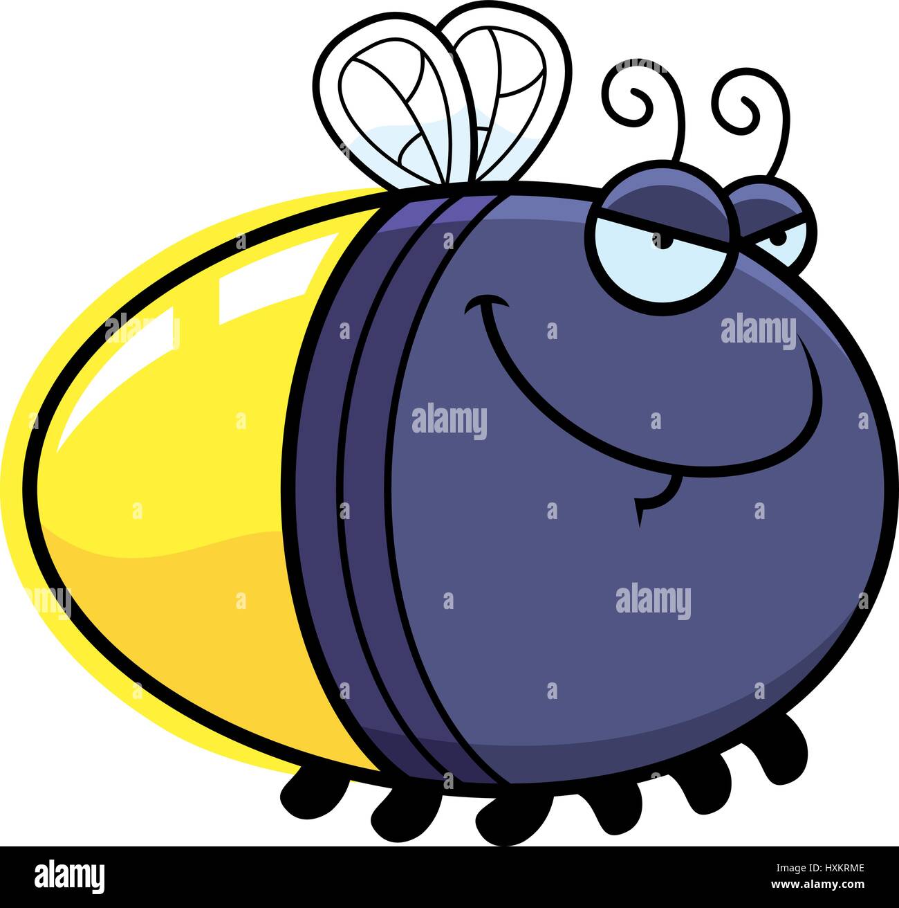 A cartoon illustration of a firefly with a sly expression Stock Vector ...