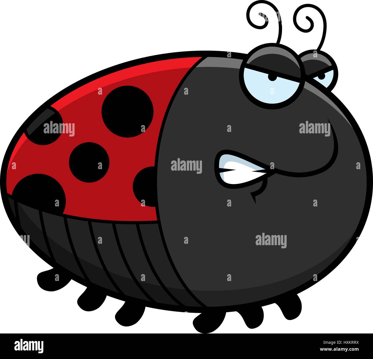 A cartoon illustration of a ladybug with an angry expression Stock ...